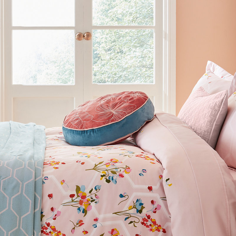 Ted Baker Peppermint 100% Cotton Velvet 18" x 18" Embroidered Throw ...