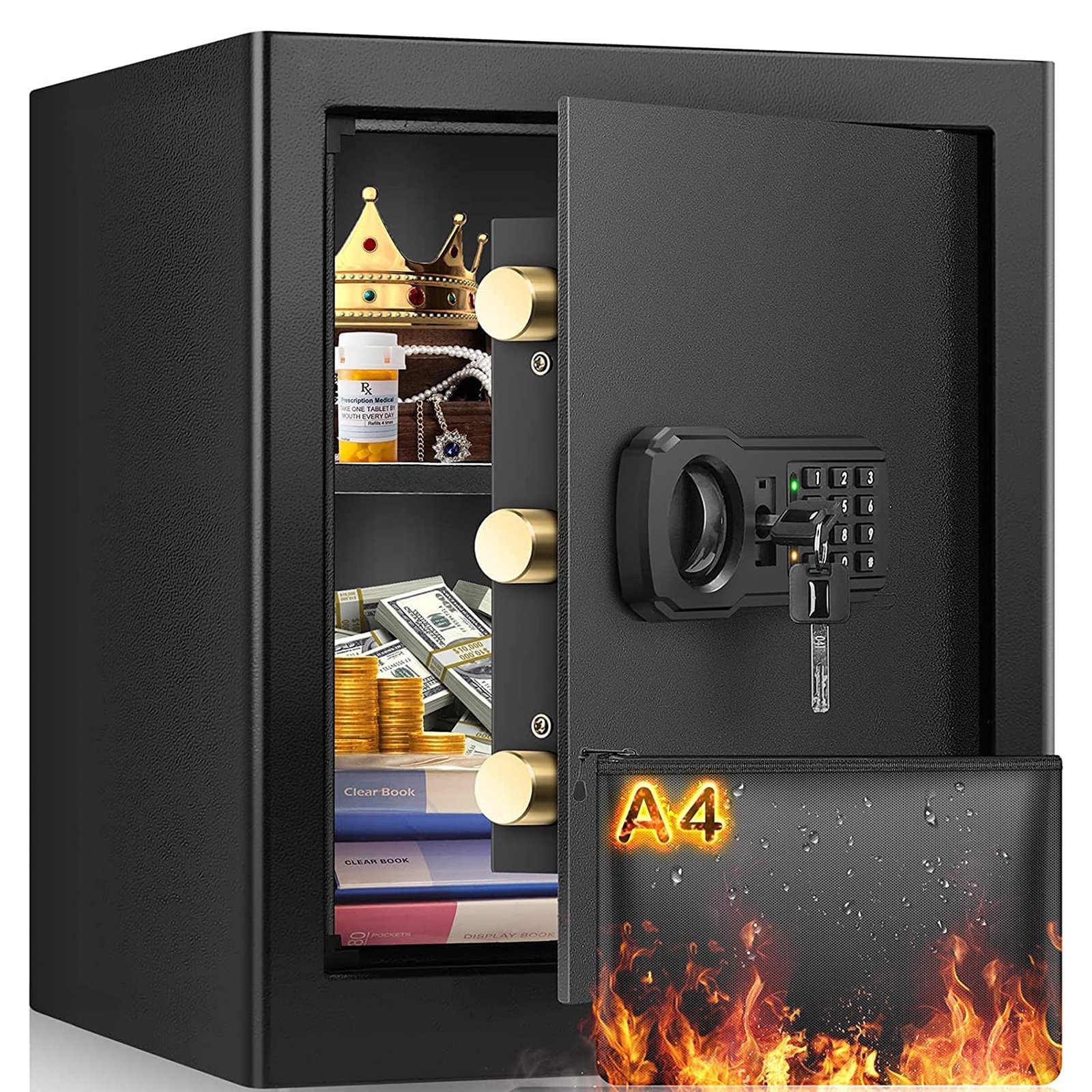 NEENCA Waterproof and Fireproof Safe Box with Lock | Wayfair