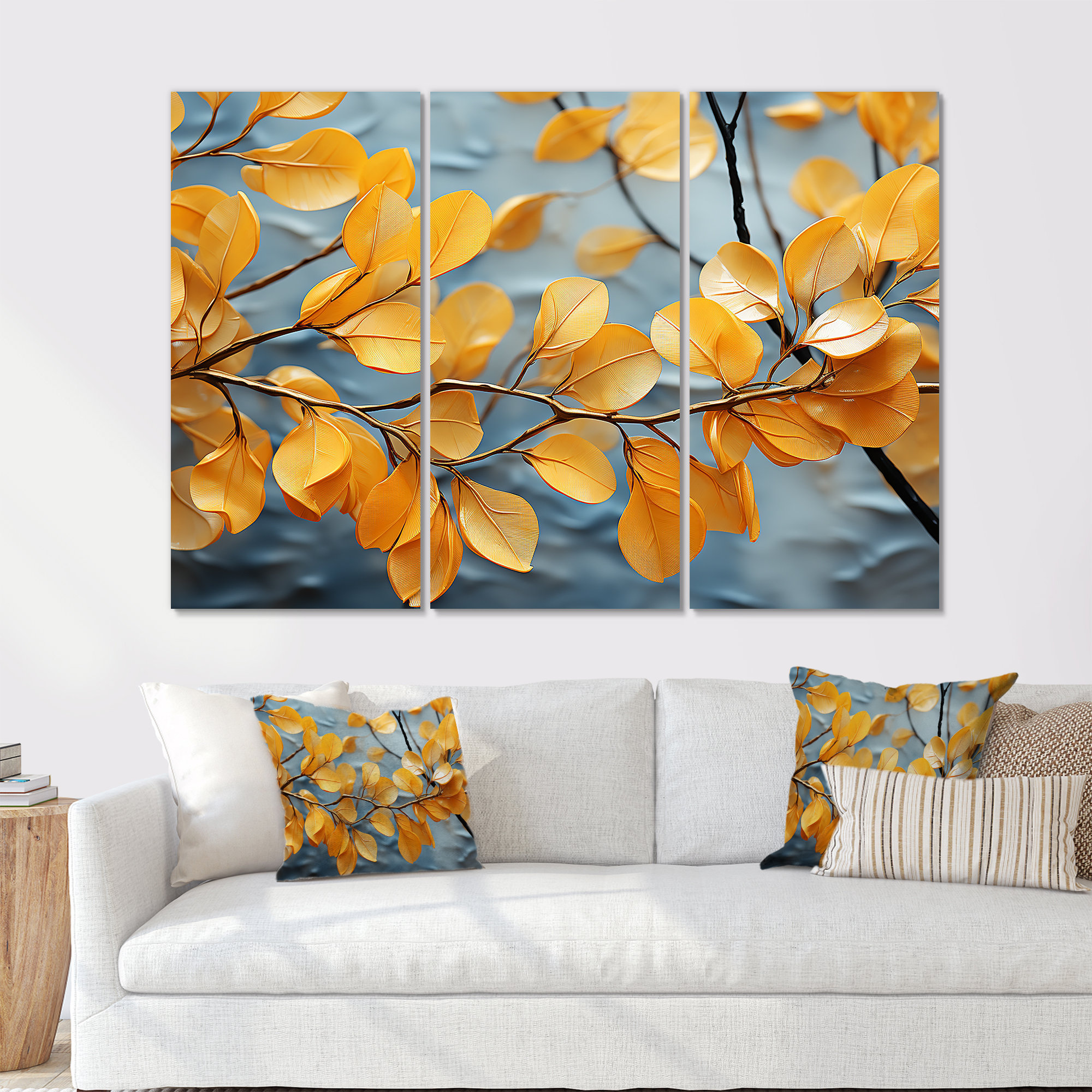Lark Manor™ Golden Foliage Leaves I - Leaves Canvas Art Set | Wayfair