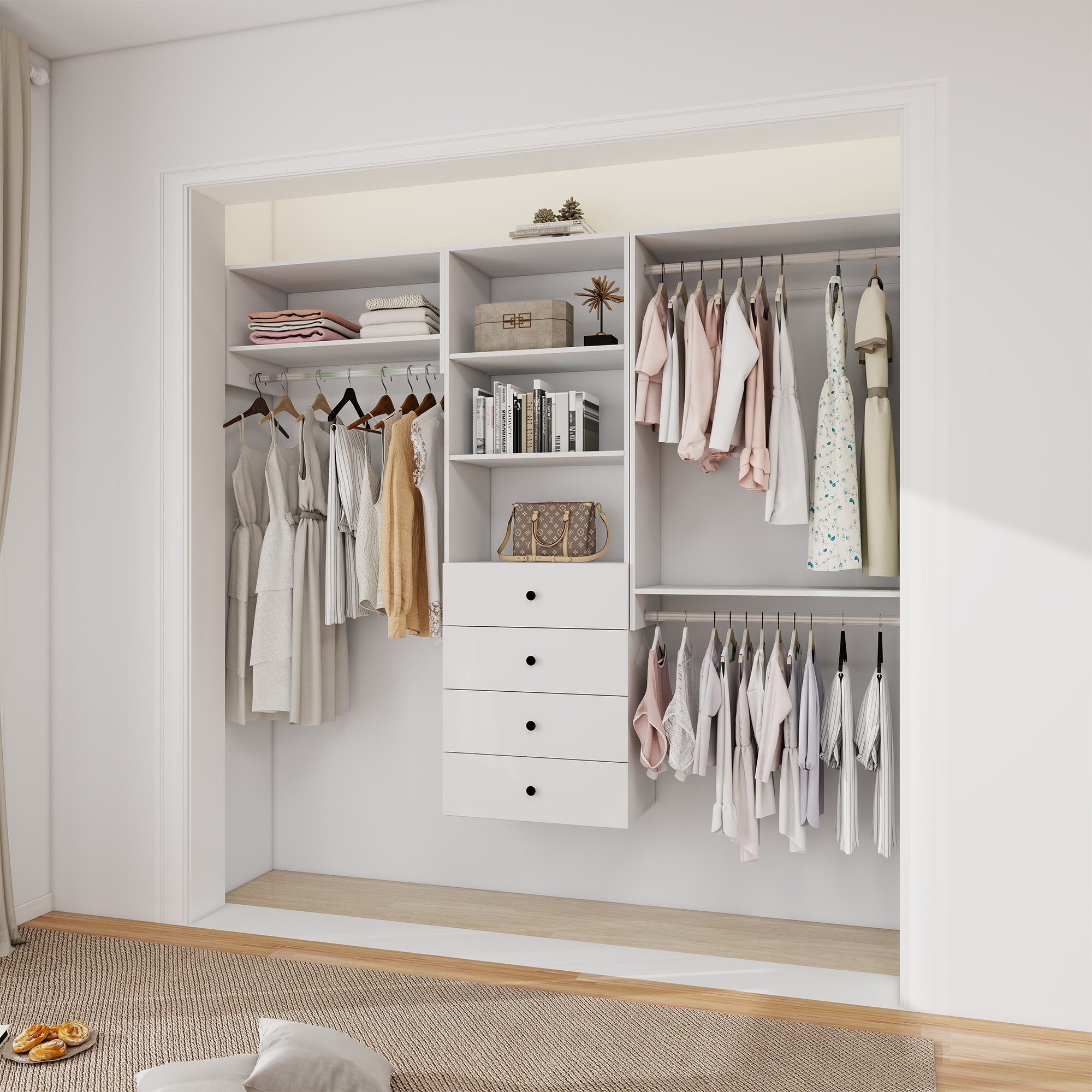 Rebrilliant Closet System With Drawers and Shelves, Built in Closet ...