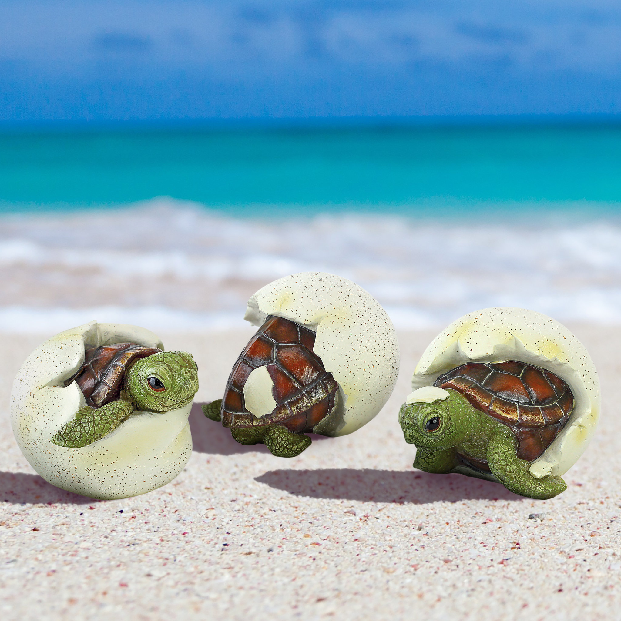 Design Toscano 3 Piece Out of the Shell Baby Turtle Triplet Statue Set ...