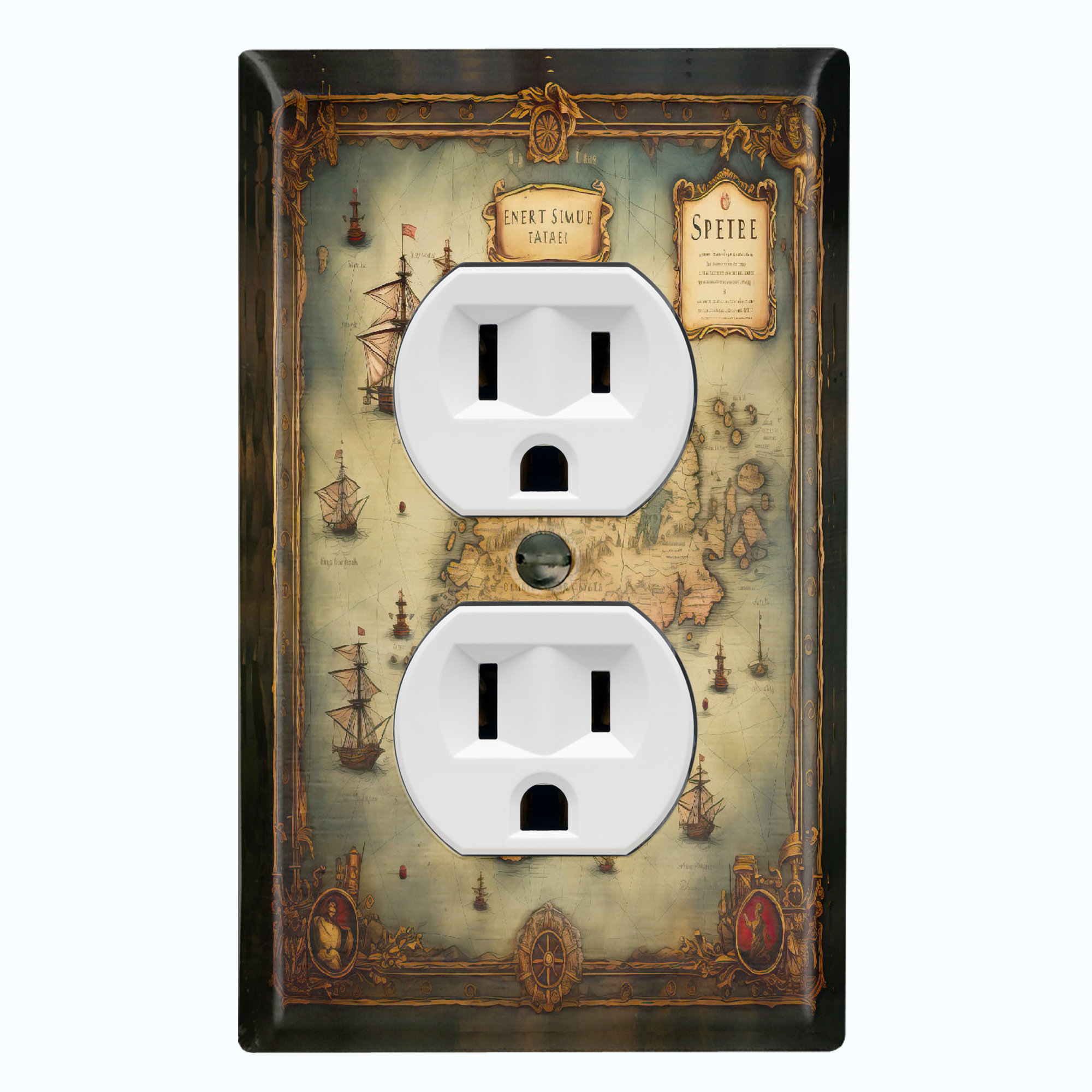 WorldAcc Metal Light Switch Plate Outlet Cover (Ship Travel World Map ...