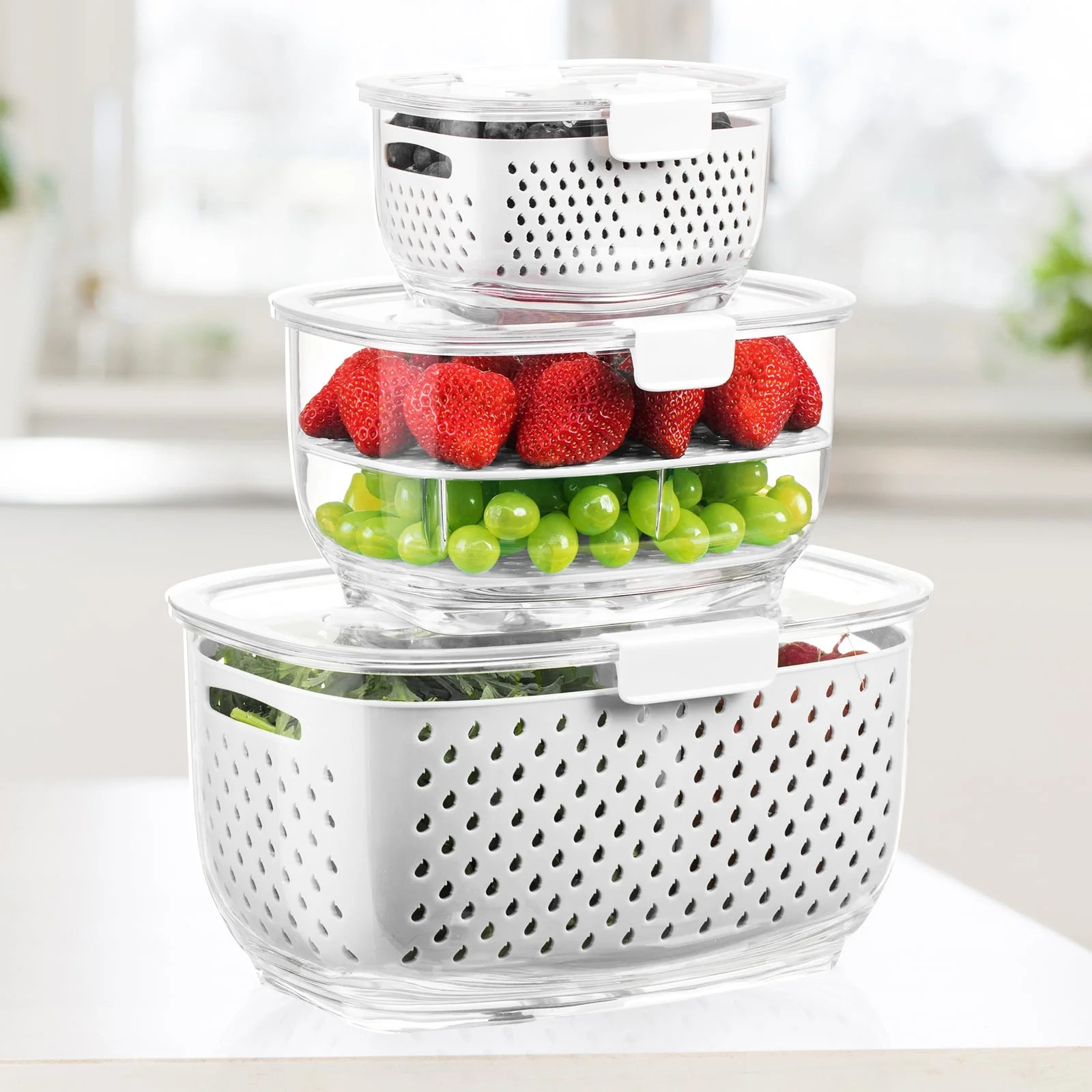 Prep & Savour Fresh Produce Vegetable Fruit Storage Containers, Bpa ...