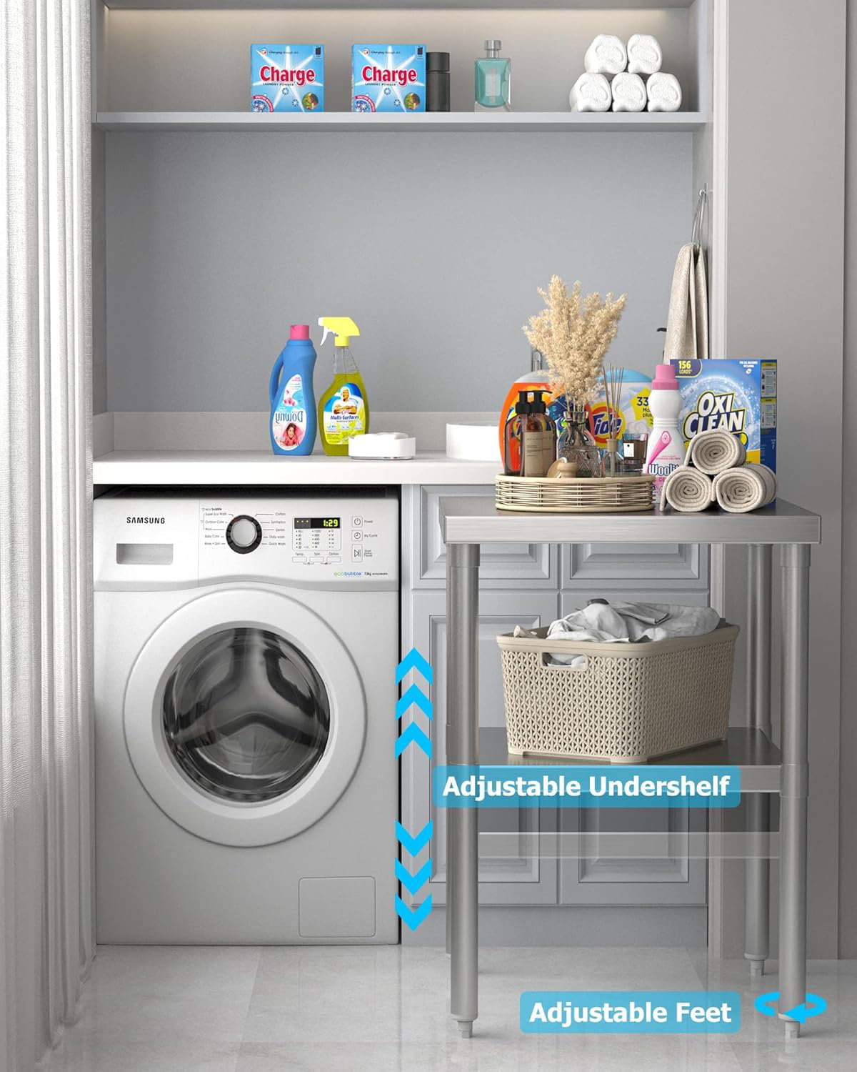 Ivy Bronx Commercial Catering Work Top Table Stainless Steel Bench Kitchen Food Storage ...