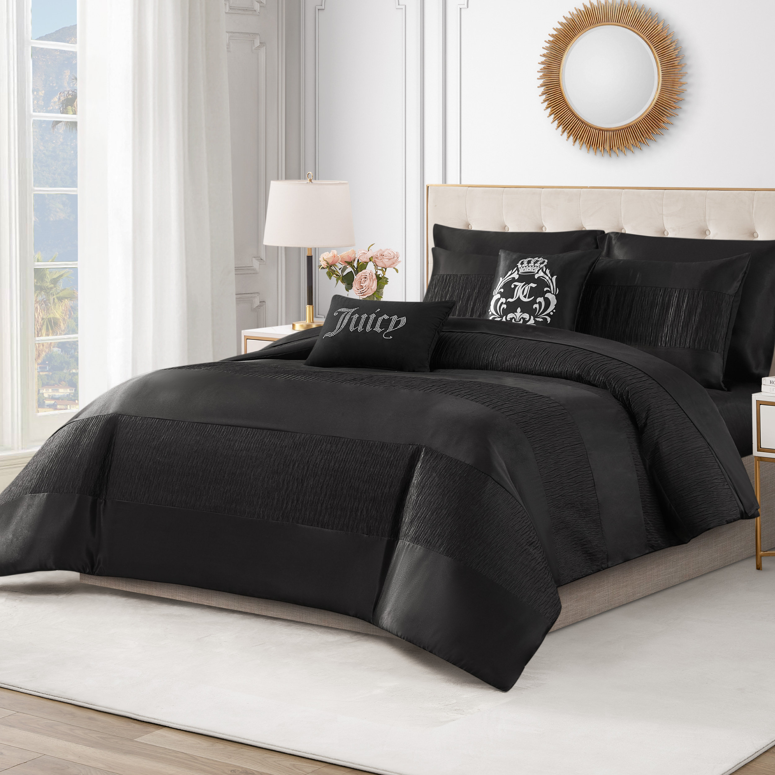 Juicy Couture Glam Night Black Stripe Comforter Set & Reviews | Wayfair