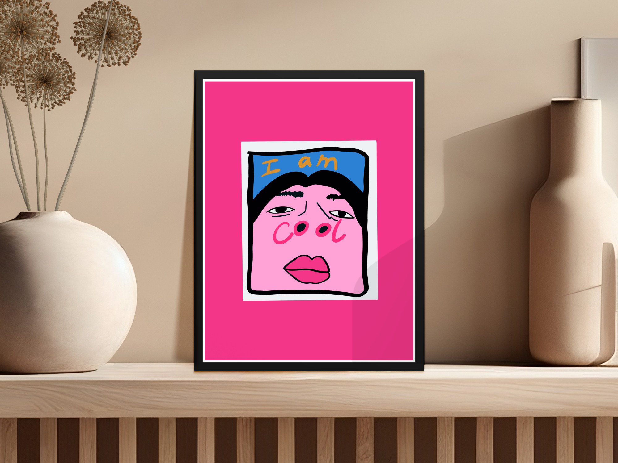 Lark Manor I am Cool Face Art Print Simple Wall Art Design Framed ...