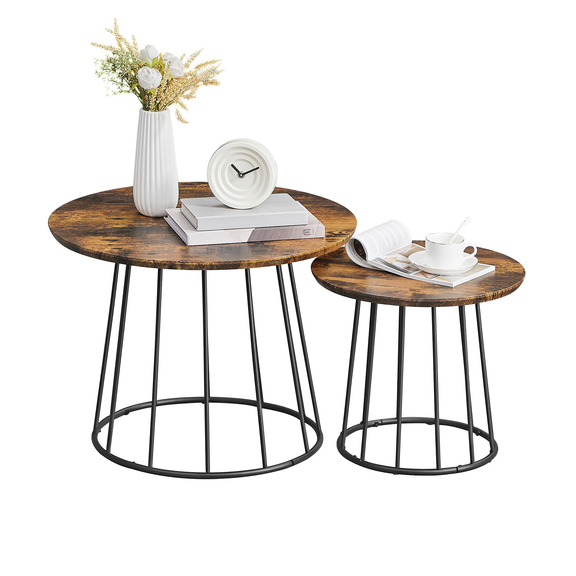 17 Stories Round Coffee Tables, Set Of 2, Modern Circle Side Tables ...