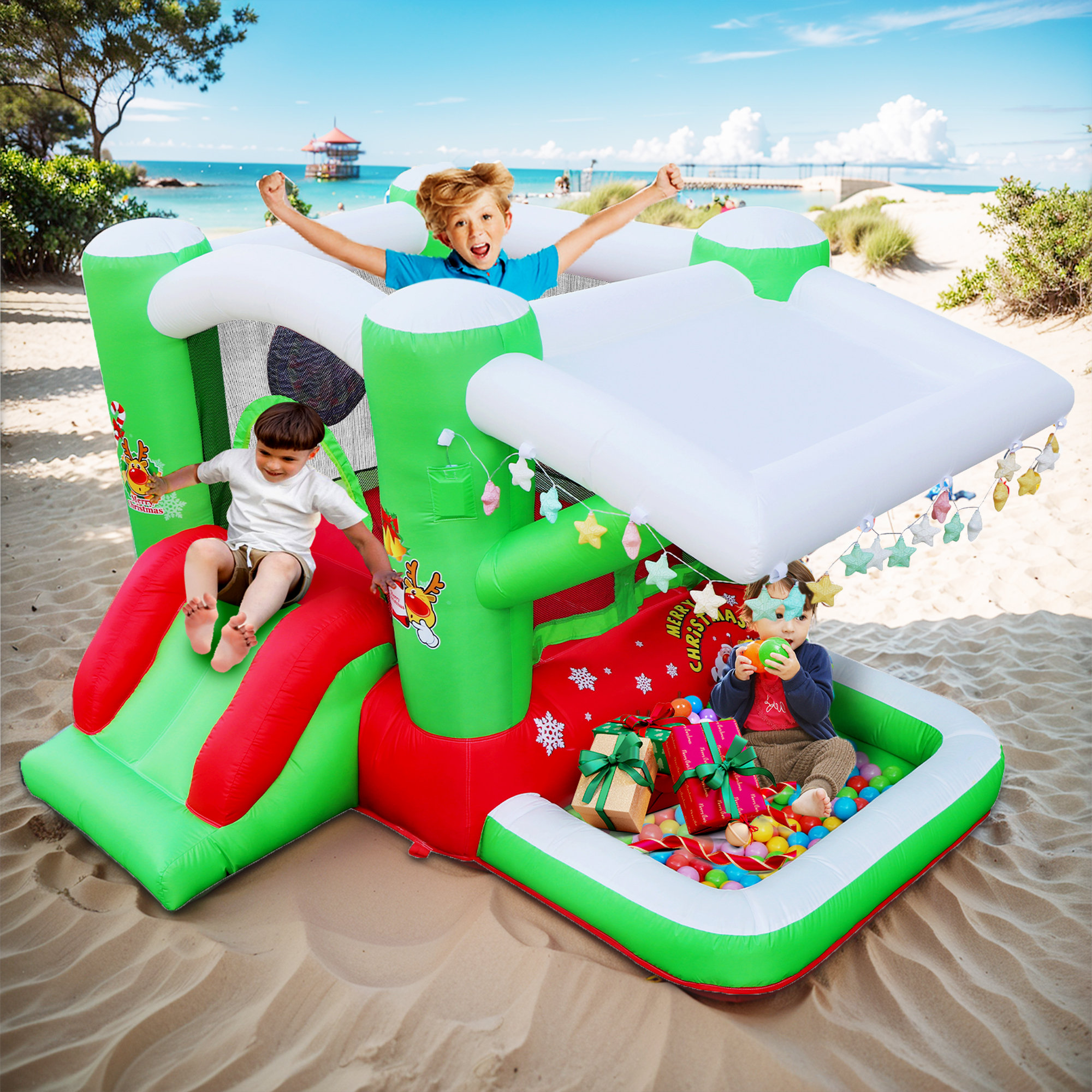 Homey. Multifunctional Jump Inflatable Bouncer With Slide And Blower ...
