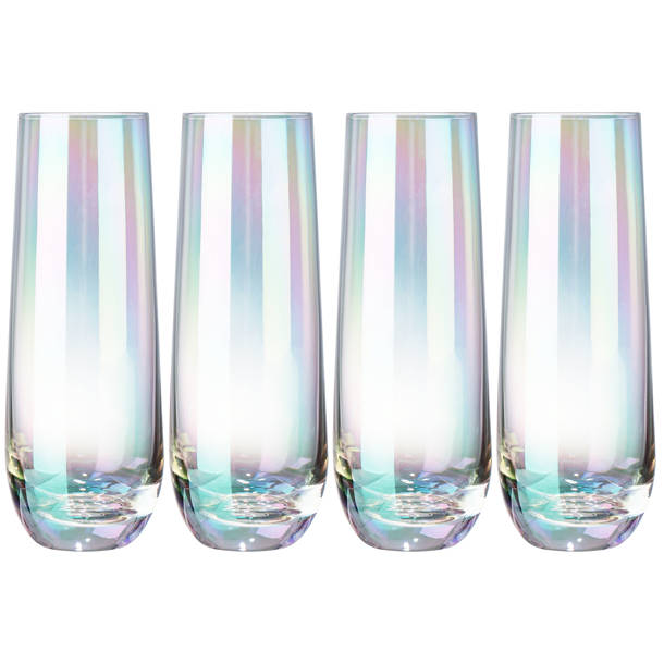 Mercer41 Gerelene 4 - Piece 9oz. Glass Flute Glassware Set & Reviews ...