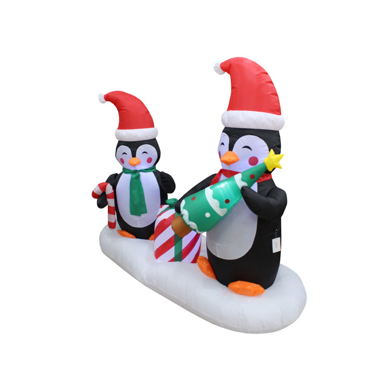 The Holiday Aisle® 6 Foot Long Lighted Christmas Inflatable Two Happy ...