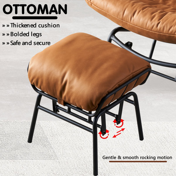 17 Stories Kalysia Metal Rocking Chair with Ottoman & Reviews | Wayfair