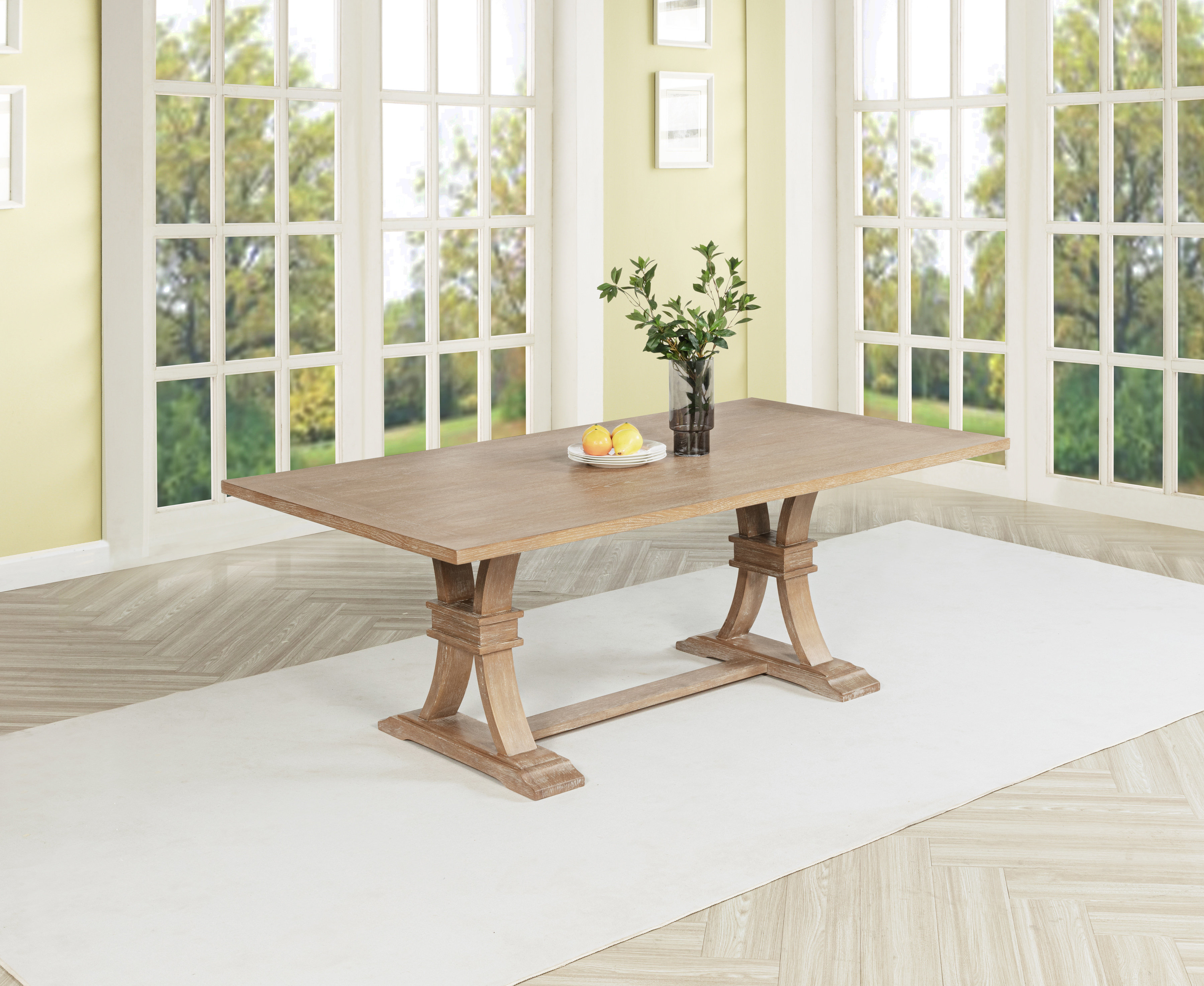 August Grove Rustic Light Oak Traditional Style Dining Table - Wayfair ...