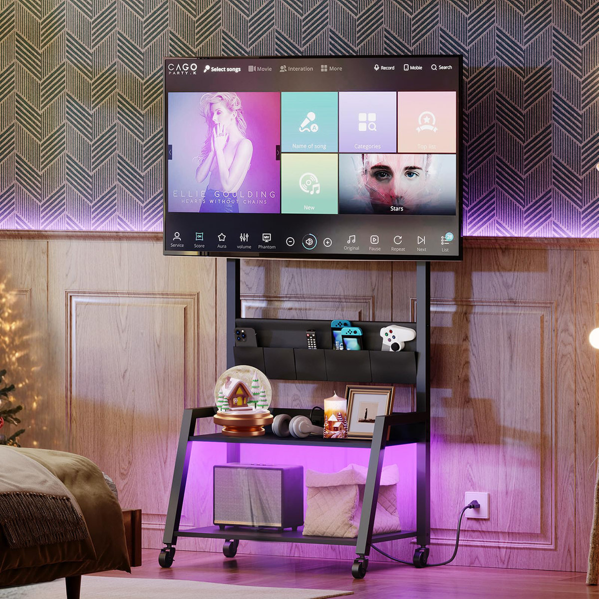 Ebern Designs Milburn Rolling TV Stand with Power Outlet | Wayfair