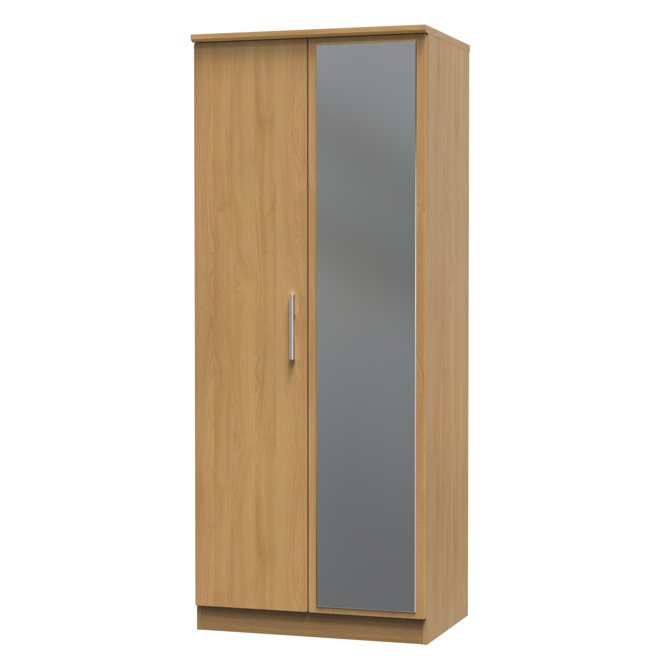Latitude Run Borgeson 2 Door Mirrored Robe in Modern Oak | Wayfair.co.uk