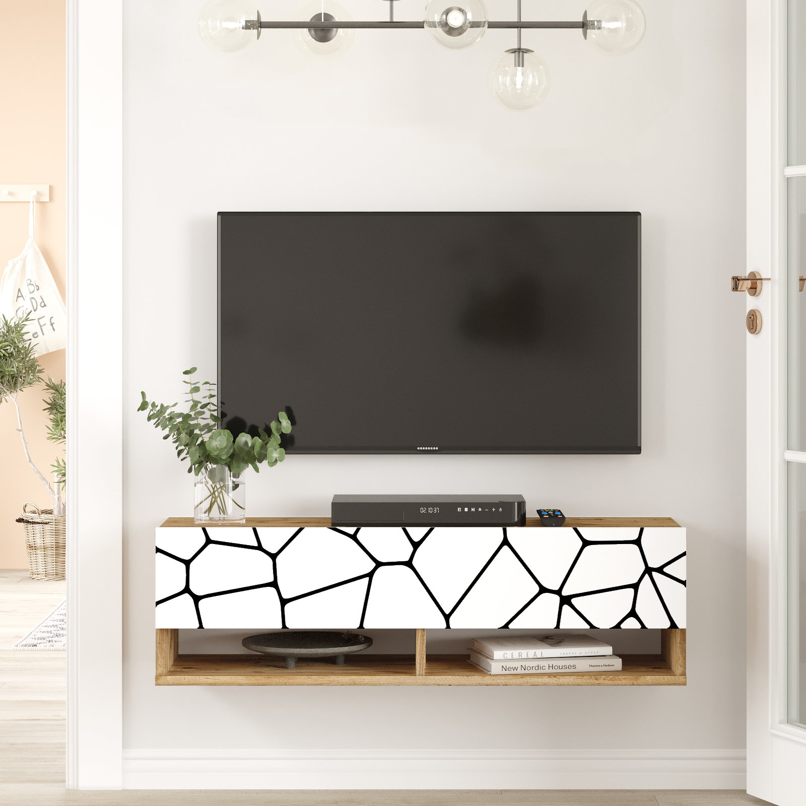 Ebern Designs Future Tv Unit Cobble Pine-white Uv Print 40 Inches ...