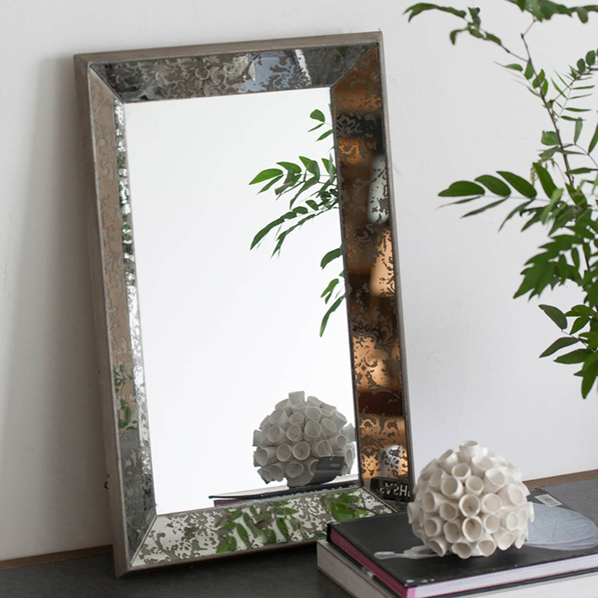 Gracie Oaks Antique Silver Rectangle Mirror | Wayfair