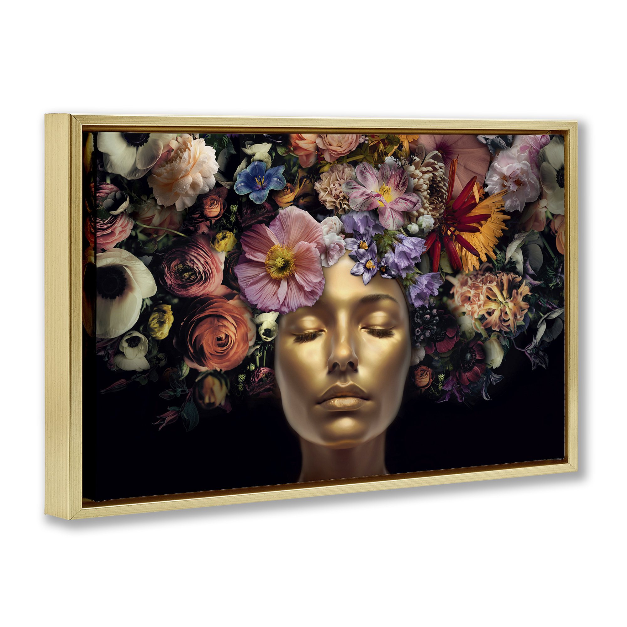 House of Hampton® Face with Flowers Framed Floater Canvas by Reinders ...