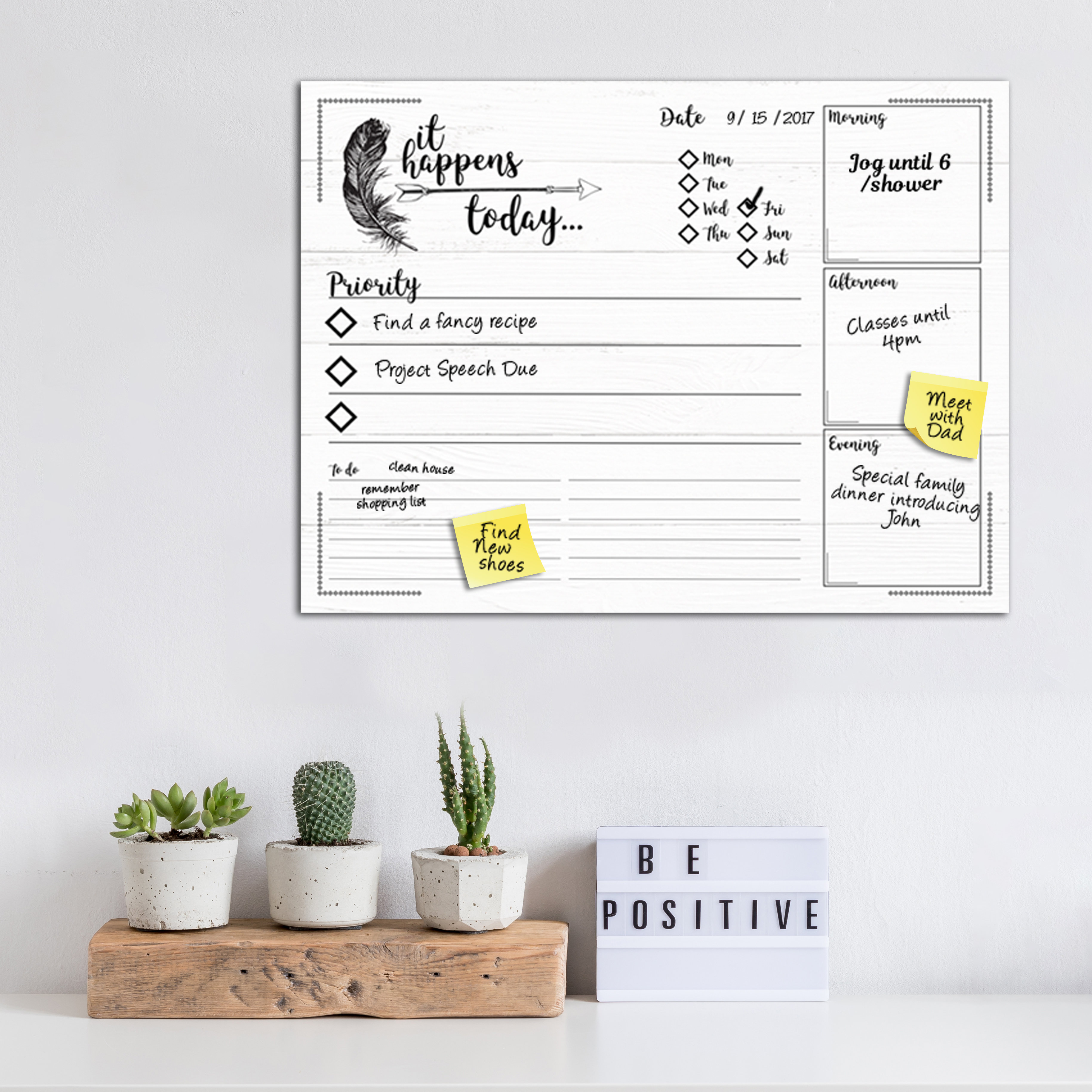 Bungalow Rose 'It Happens Today' Wall Mounted Dry Erase Board | Wayfair