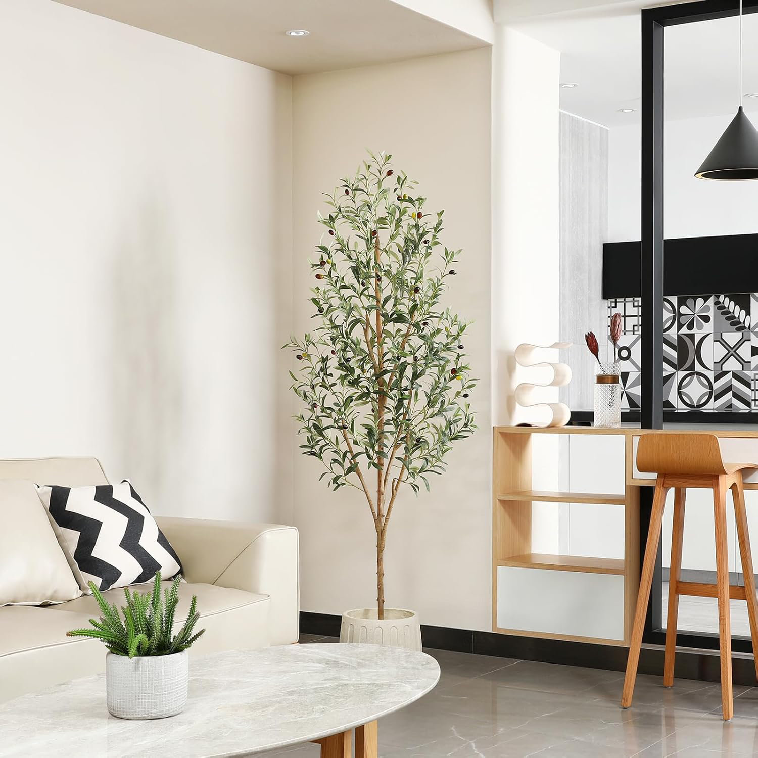 Primrue Artificial Olive Tree 6FT Tall Faux Silk Plant for Home Decor ...