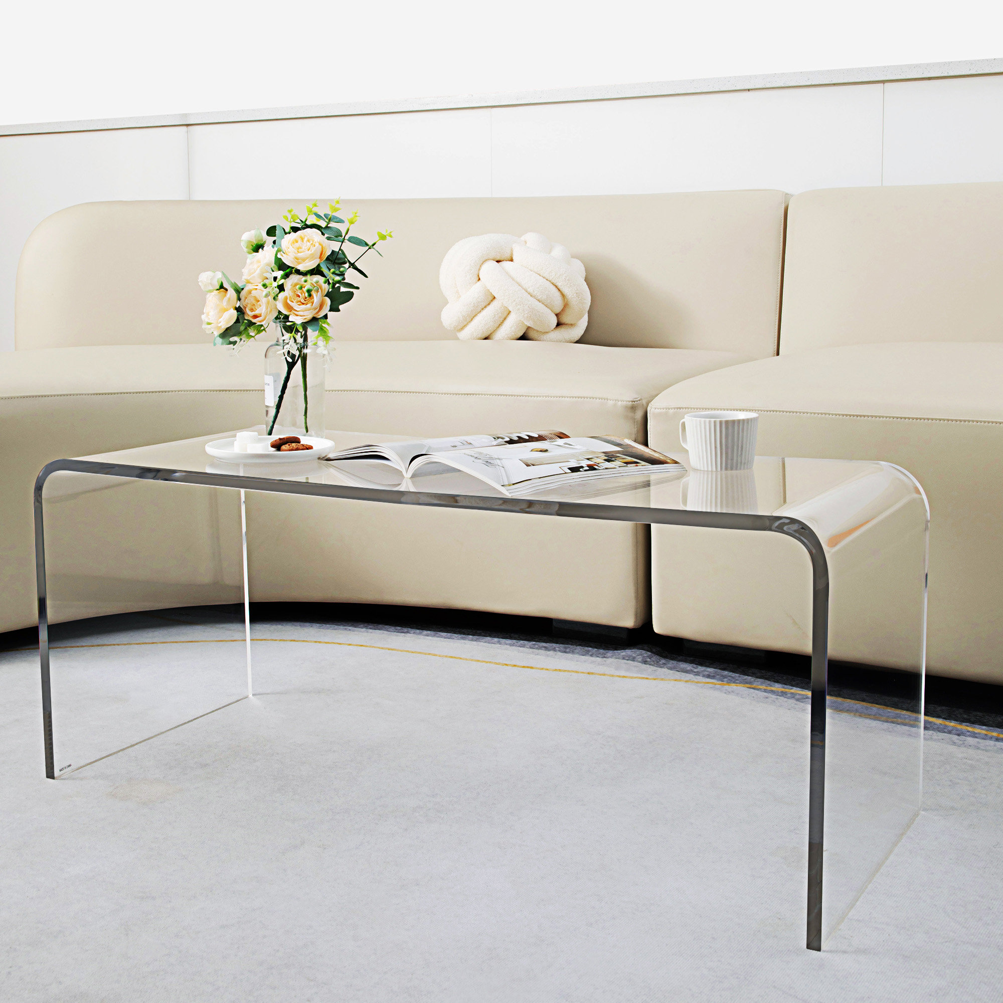 Ivy Bronx Homcom 39.25" Long Rectangle All Acrylic 15Mm Thick Waterfall ...