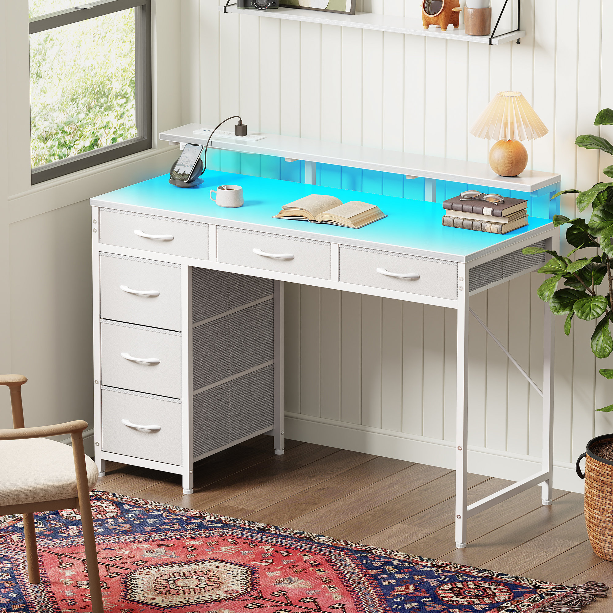 17 Stories Keldric 39" Rectangle Desk, Computer Desk with Drawers ...