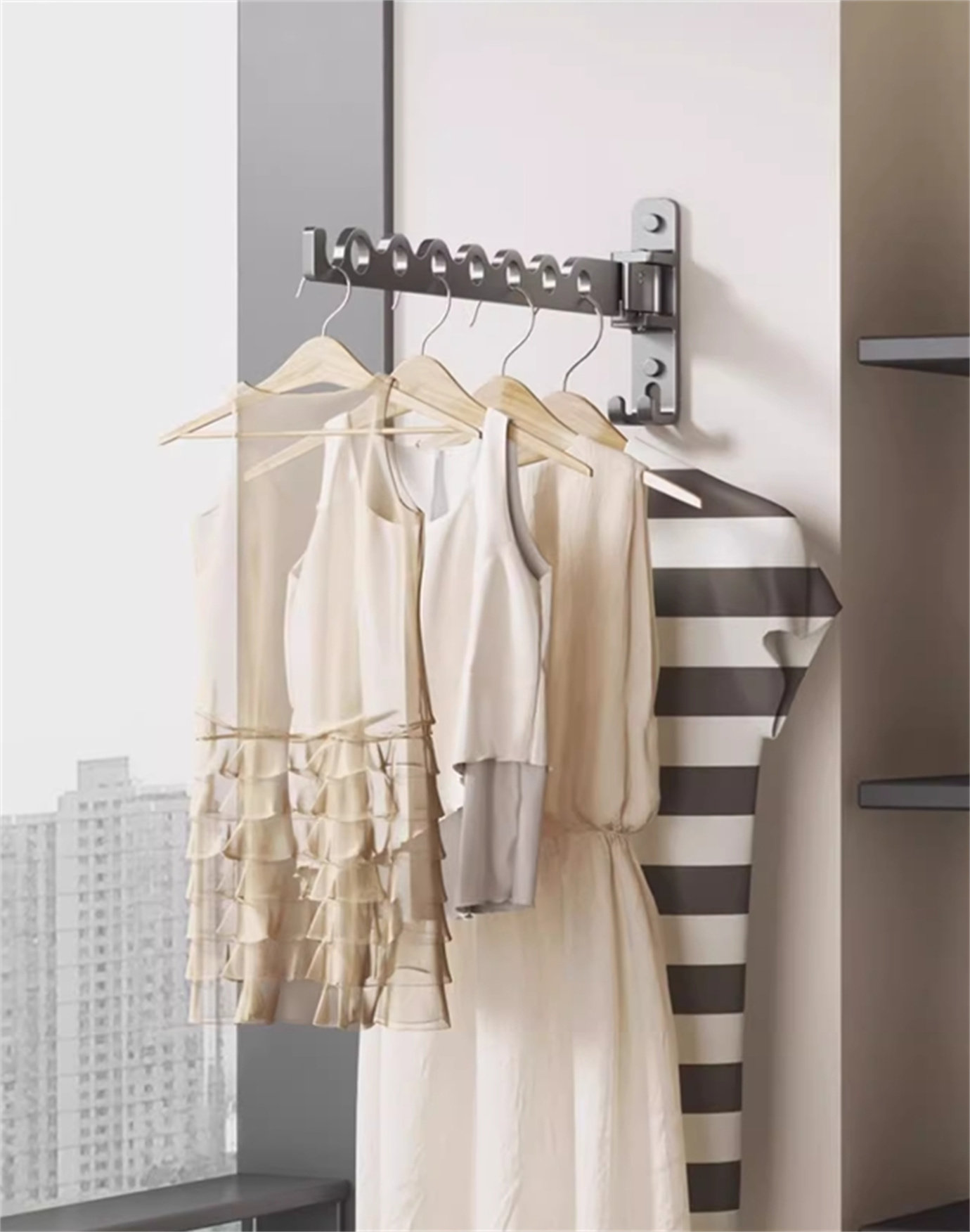 Rebrilliant Foldable Small Balcony Drying Rack, Wall-Mounted Aluminum ...