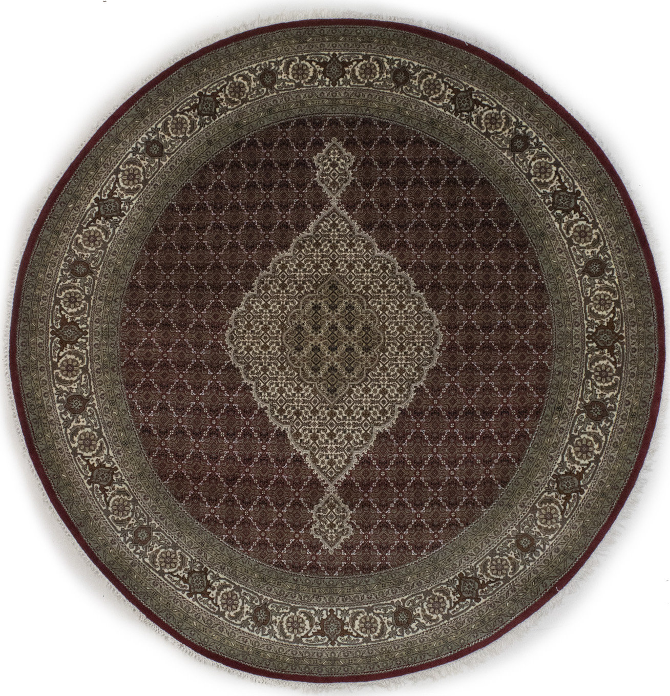 ADMINRUGS Round Oriental Hand-Knotted Red Wool 8X8 Round Rug | Wayfair