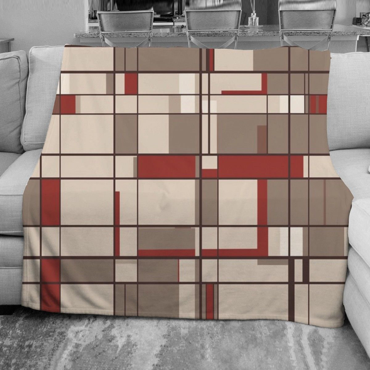 VisionDecor Centella Mondrian Geometric Fleece Blanket | Wayfair