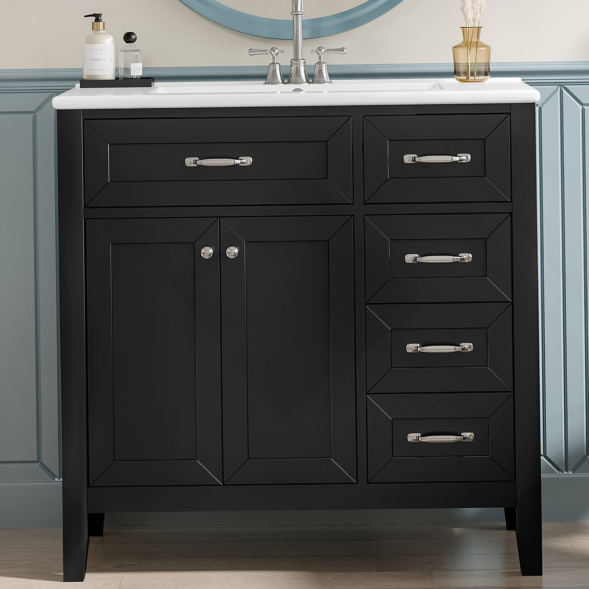 Winston Porter Meuble-lavabo 36 po avec lavabo, armoire de salle de ...