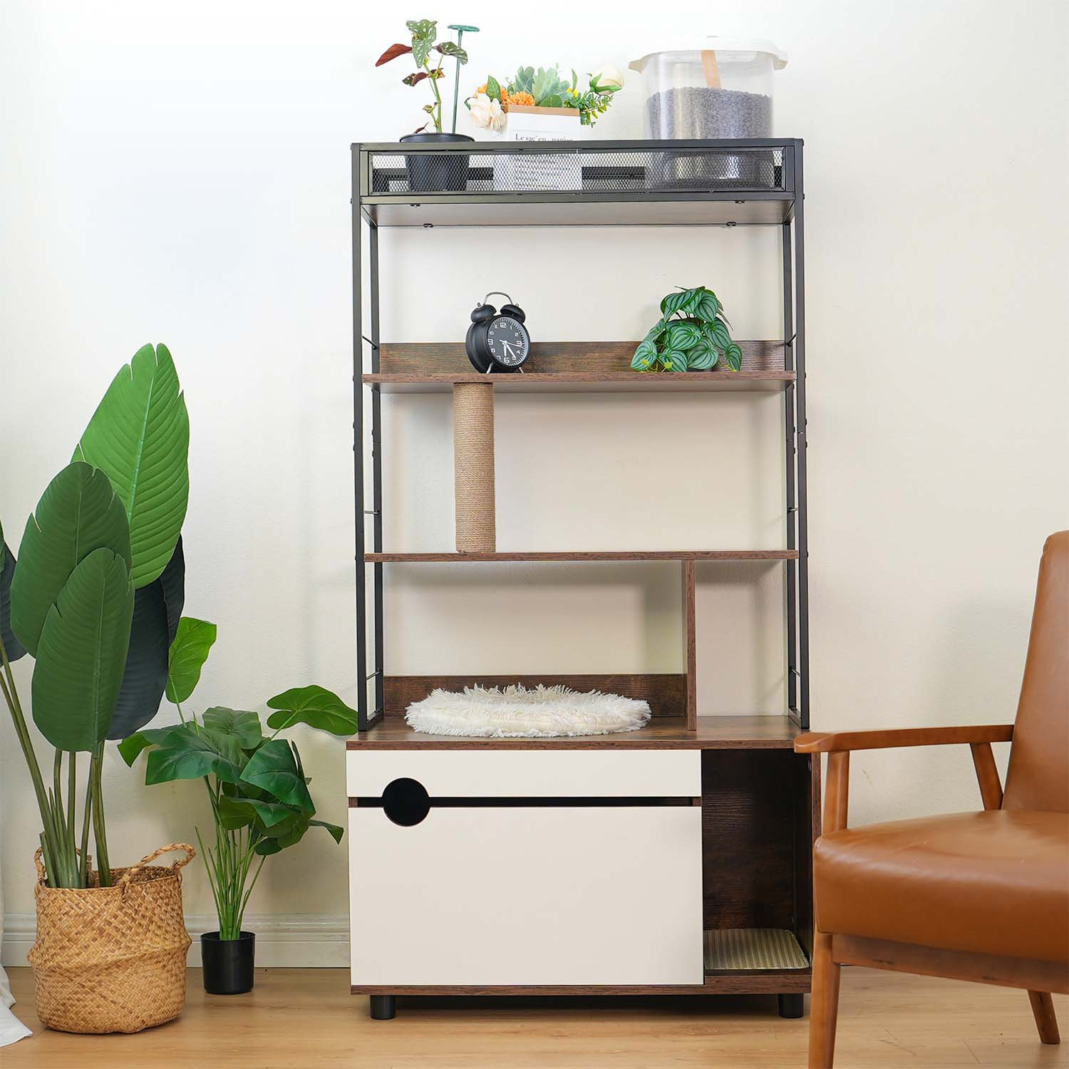 17 Stories Khatija Wood+Iron Frame Litter Box | Wayfair