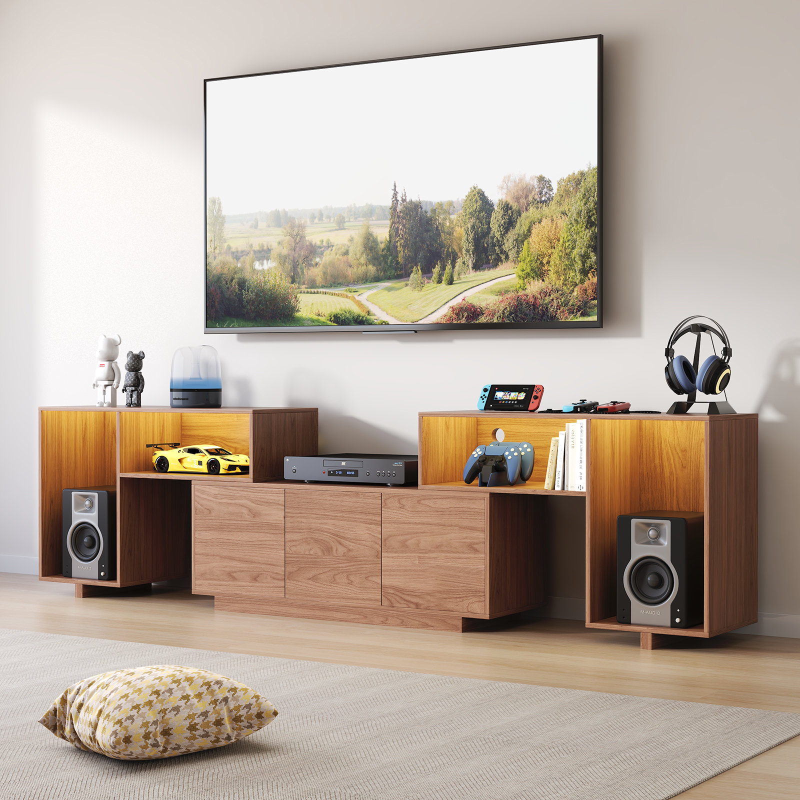 Ivy Bronx Crédence de rangement extensible pour console multimédia ...