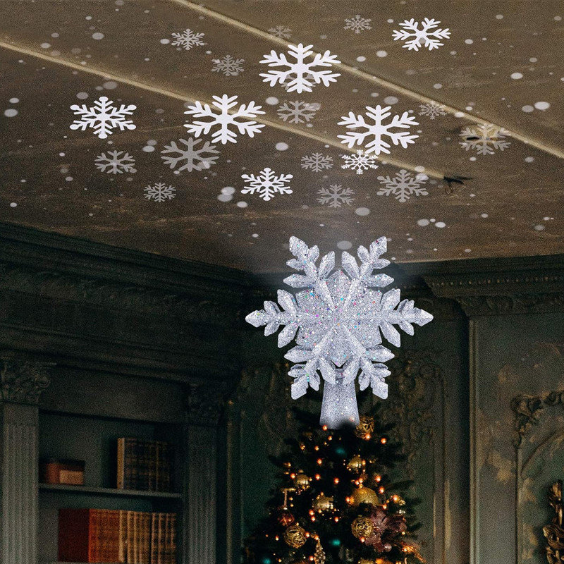 NOMBEL Christmas Star Tree Topper with Built-in Led Snowflake Projector ...
