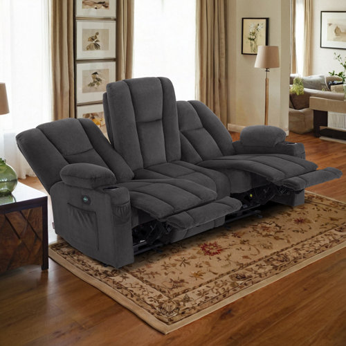 Latitude Run® Xannon Power Reclining Sofa with Heat and Massage, 3-Seat ...