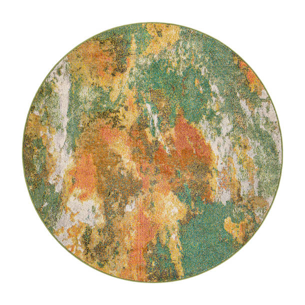 Wade Logan® Ansela Performance Orange/Navy/Yellow Rug | Wayfair