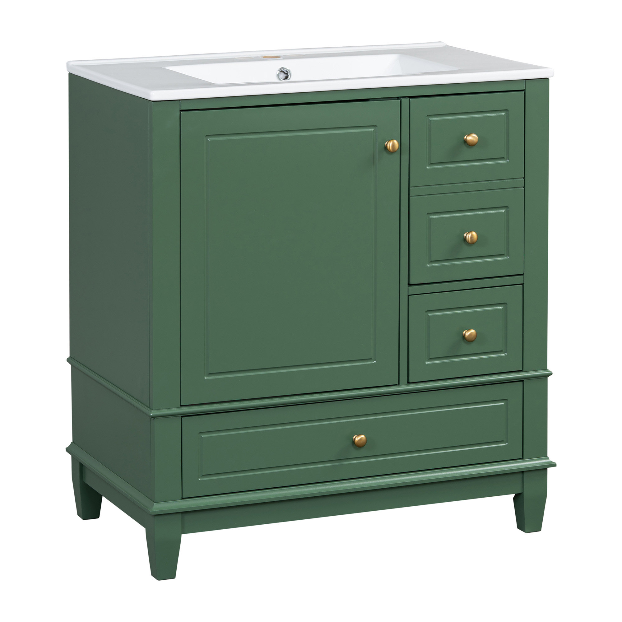 Taroo Clocks 30" Bathroom Vanity with Sink, One Door with Shelf and ...
