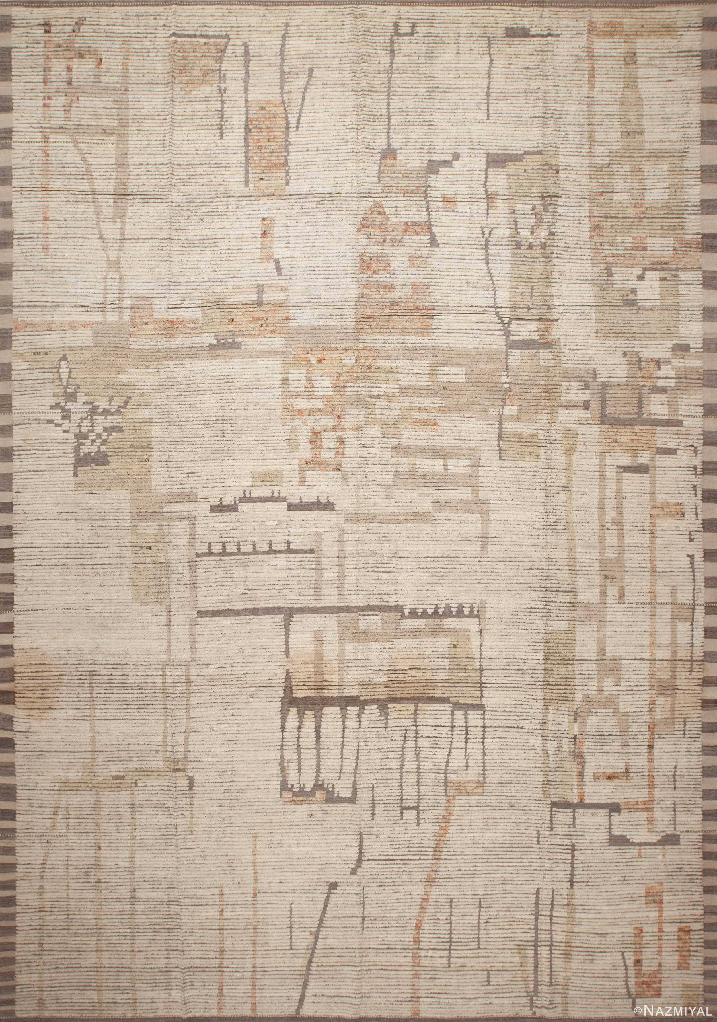 Nazmiyal Collection Large Light Ivory Cream Abstract Tribal Nomadic ...