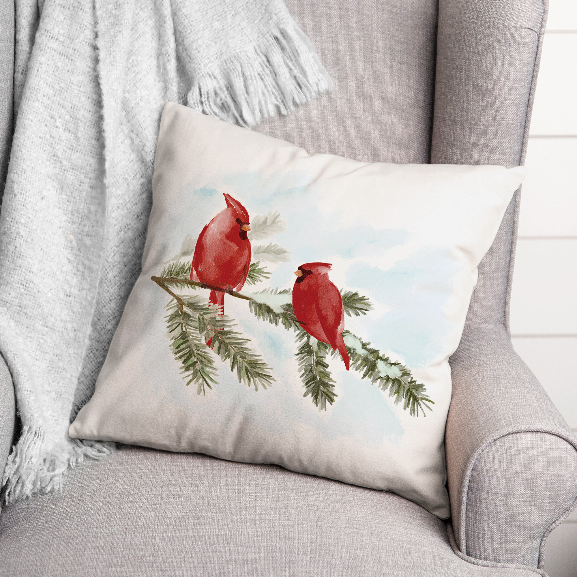 Designs Direct Creative Group Two Cardinals On Branch Throw Pillow ...