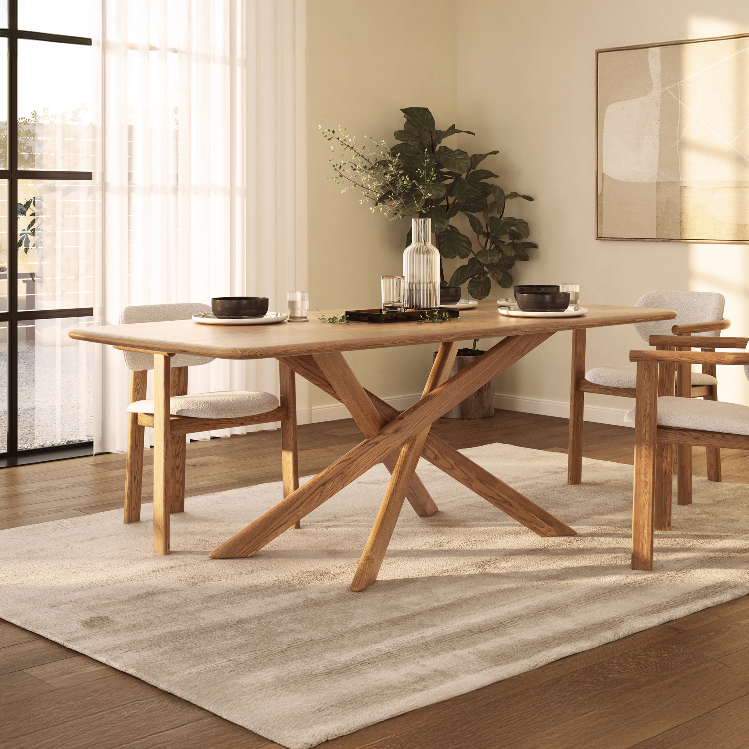 Corrigan Studio® Cruz Modern Oak Effect Dining Table With Crisscross ...