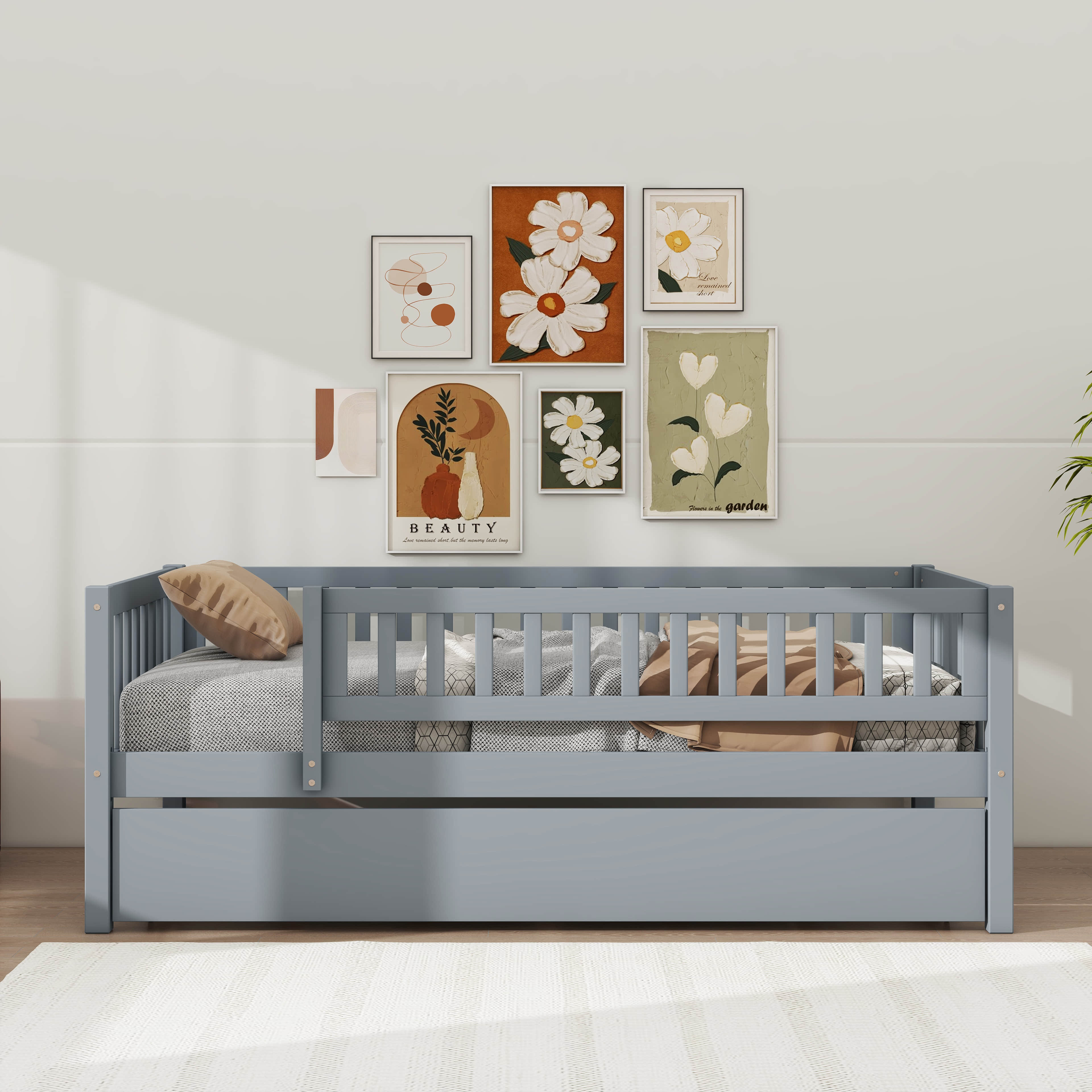 Lark Manor™ Wooden Daybed With Underbed Trundle And Fence-Style ...