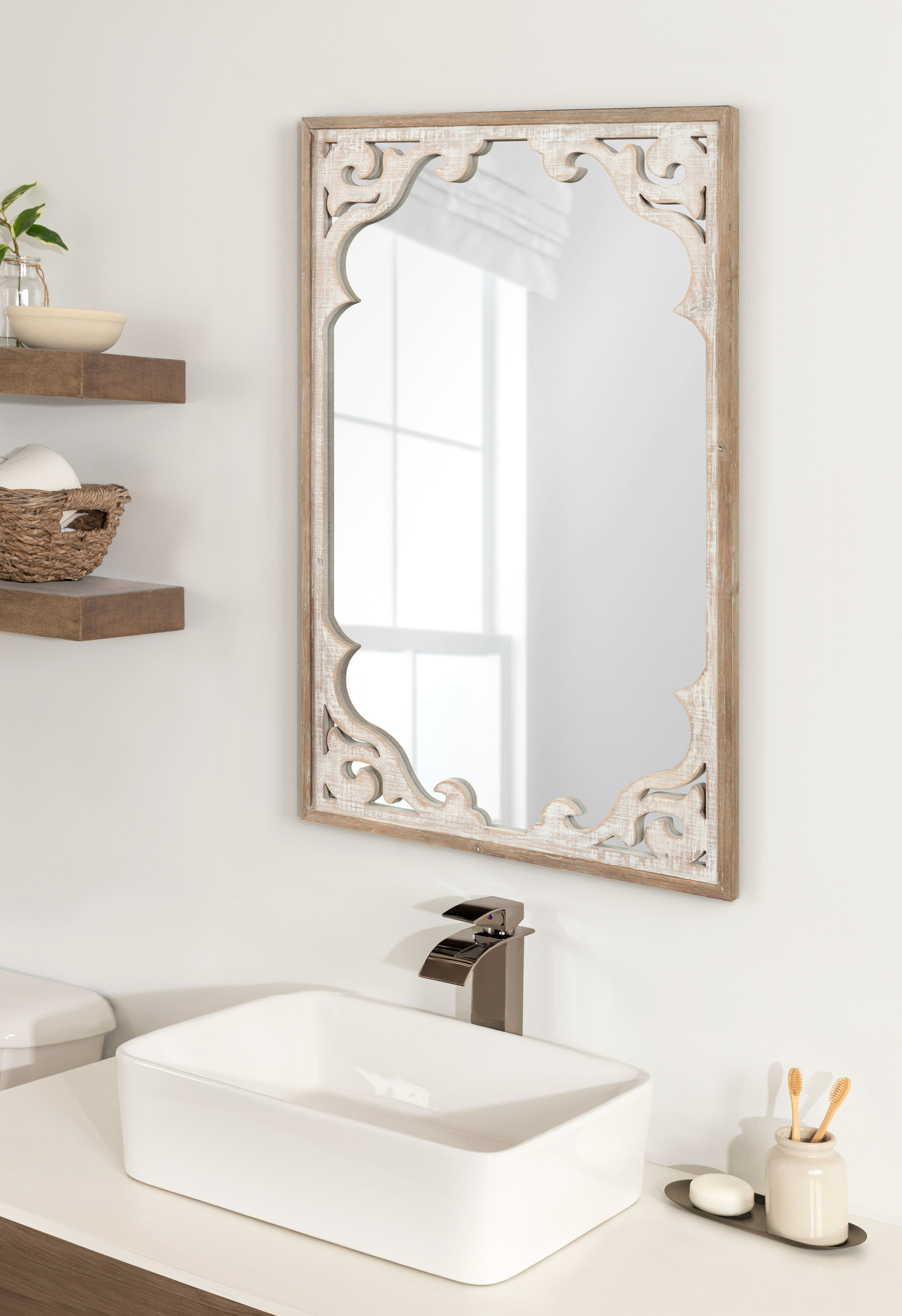 One Allium Way® MDF Mirror in Rustic Brown | Wayfair