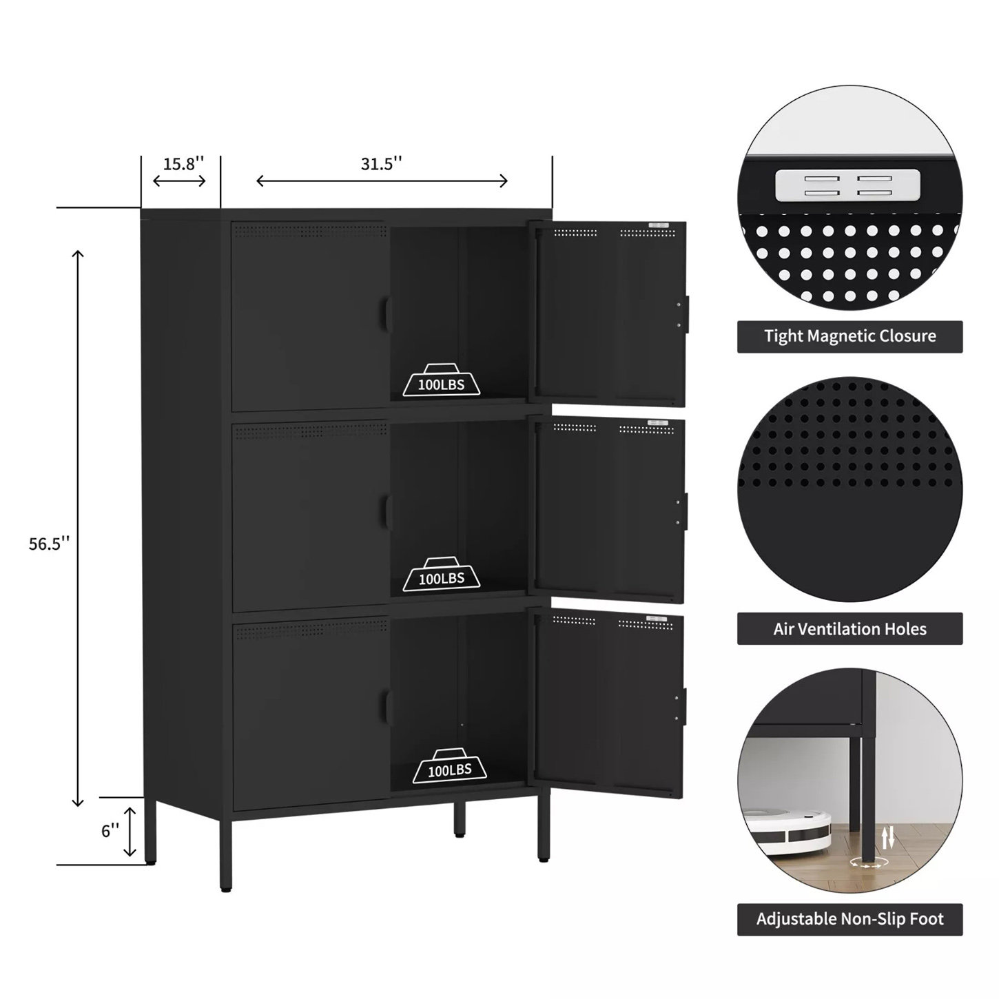 Dynoson High Metal Storage Cabinet With 6 Doors | Wayfair