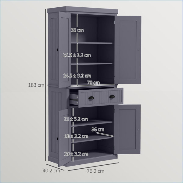 August Grove® HOMCOM 72" Tall Traditional Farmhouse Kitchen Pantry ...