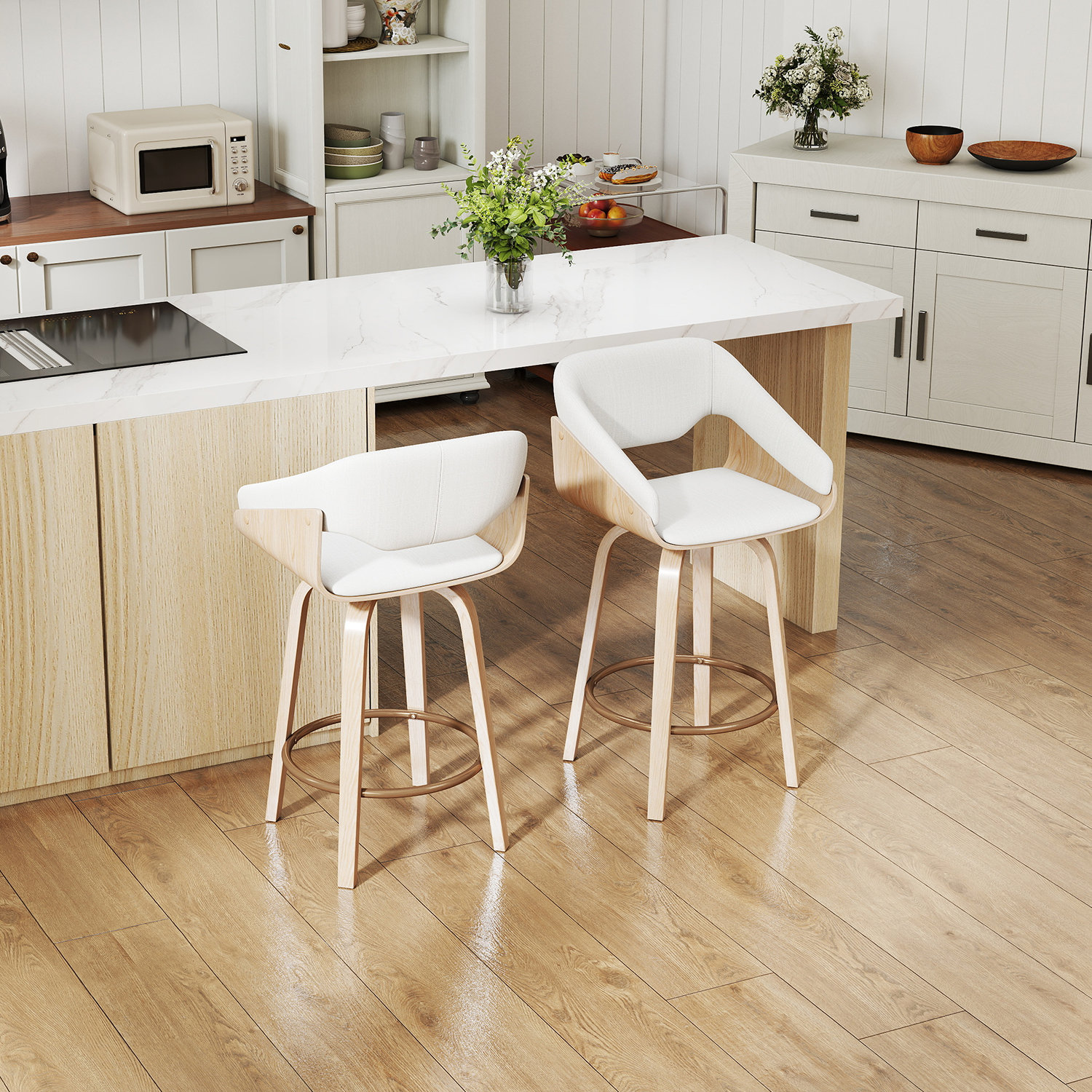 One Allium Way® Modern Farmhouse Counter Stool - 360° Swivel & Ring ...