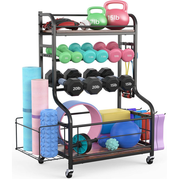 17 Stories 4 Tier Heavy Duty Metal Workout Gym Equipment Storage ...