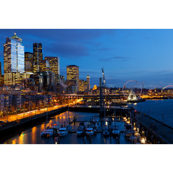 Breakwater Bay Lantilly Seattle Waterfront by Dibrova - Wrapped Canvas ...