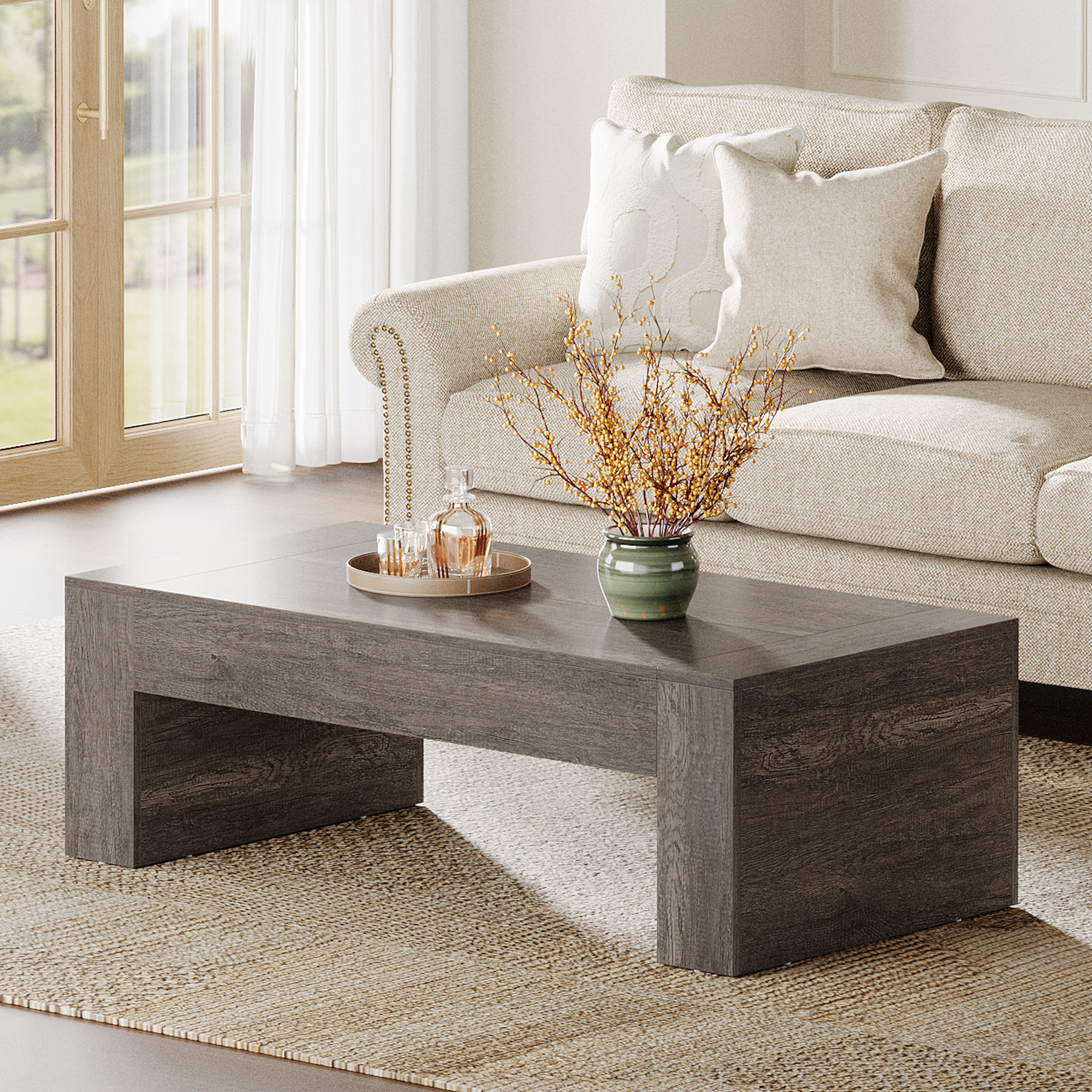 Ebern Designs 51-Inch Coffee Table Rectangle Cocktail Tea Table For ...