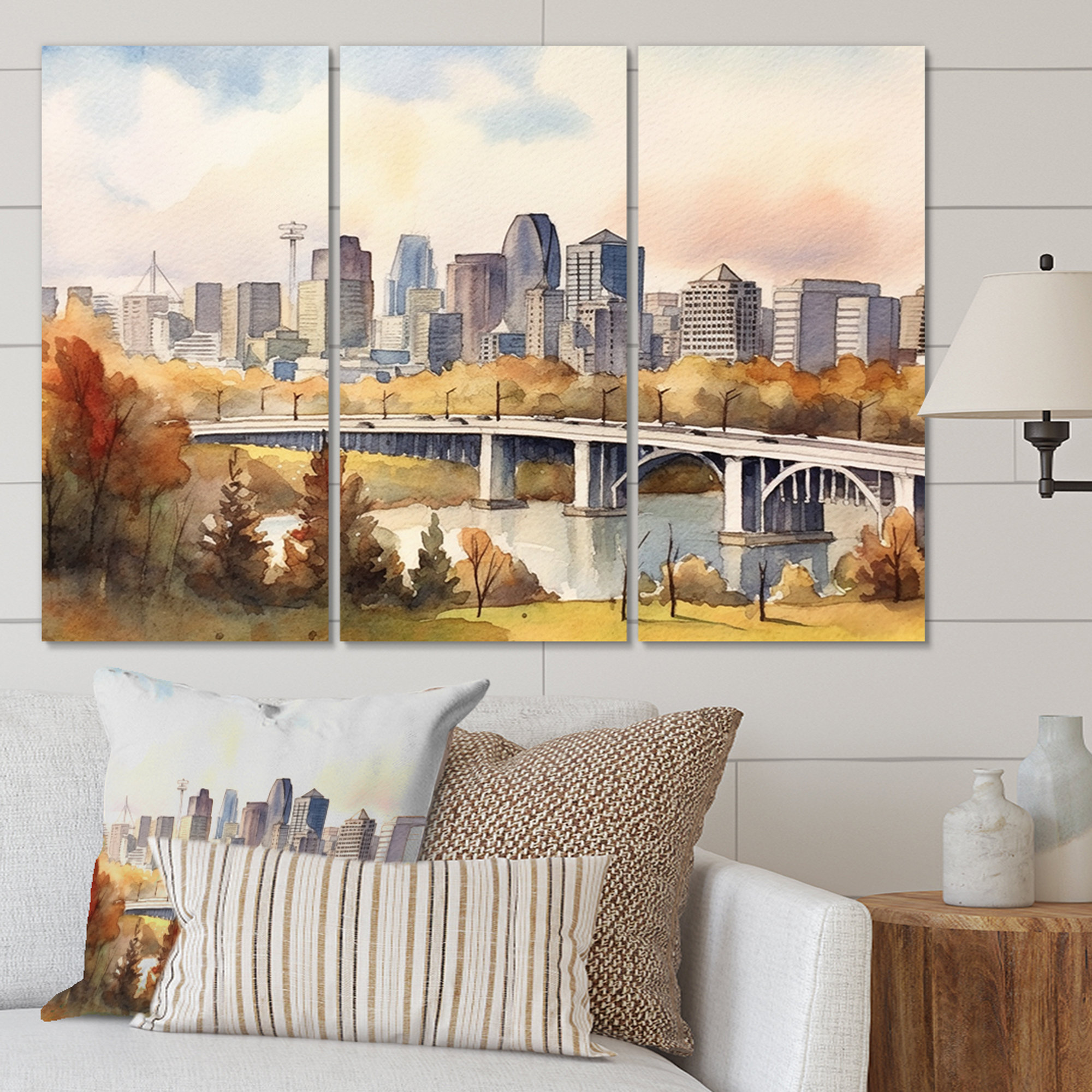 Winston Porter Edmonton Landscape On Canvas 3 Pieces Print | Wayfair