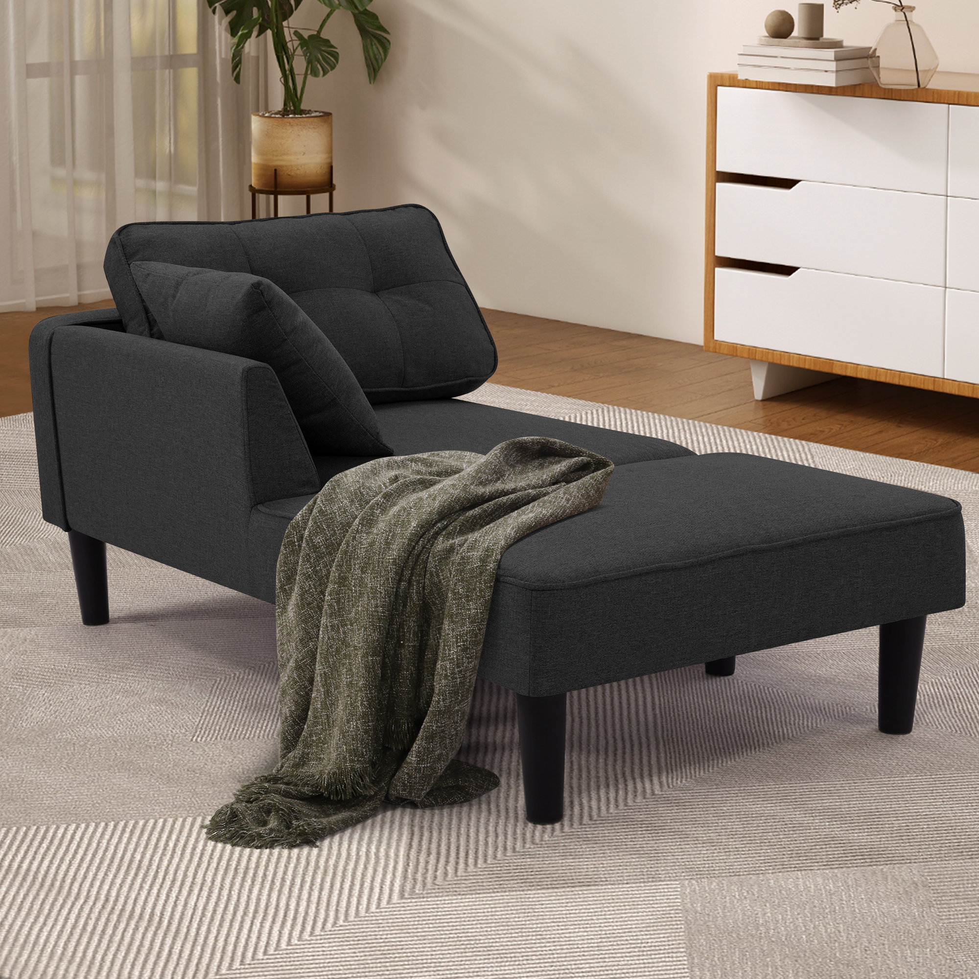 Ebern Designs Yousuf 58.3" Convertible Sofa Chair With Ottoman, Storage ...