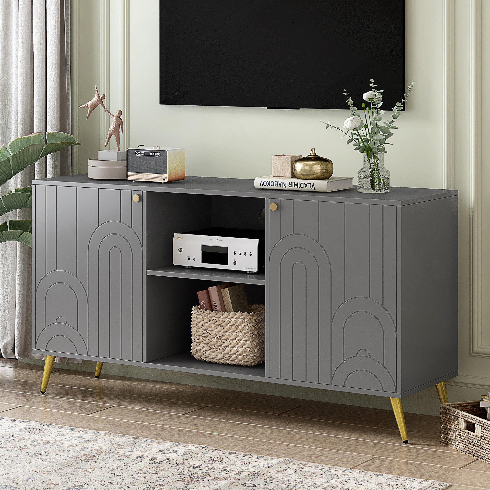 Mercer41 Modern TV Stand For Tvs Up To 55 Inches, Entertainment Center ...