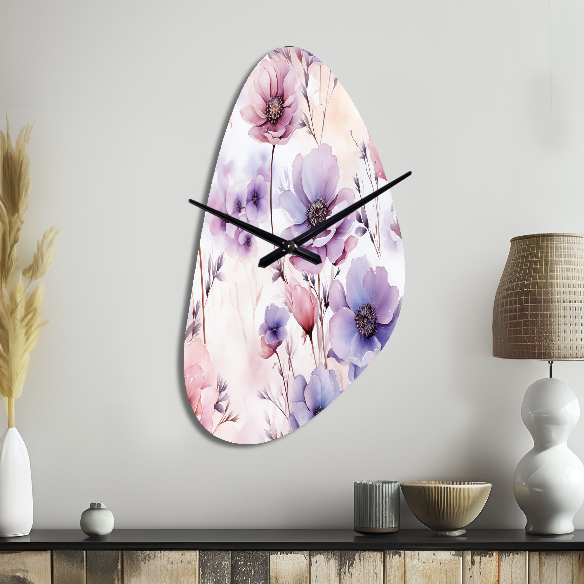 Design Art Pink And Purple Wildflower Paradise - Asymmetrical Floral ...